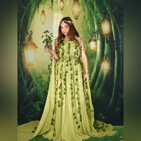 Dresses | Photoshoot Halloween Fairy Fantasy Green Dress With Train And ...